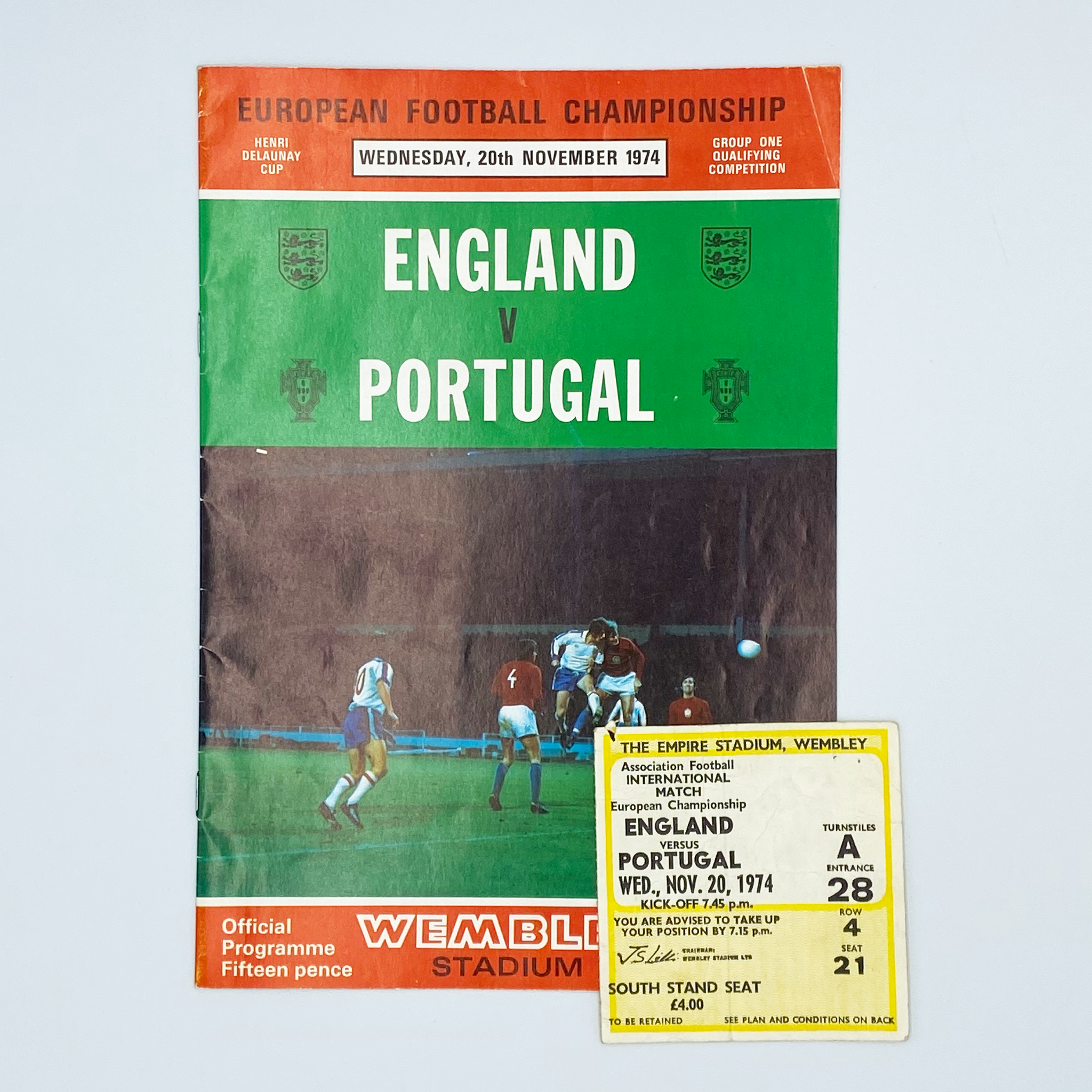 England vs Portugal Programme & Ticket (20 November, 1974) – Students ...