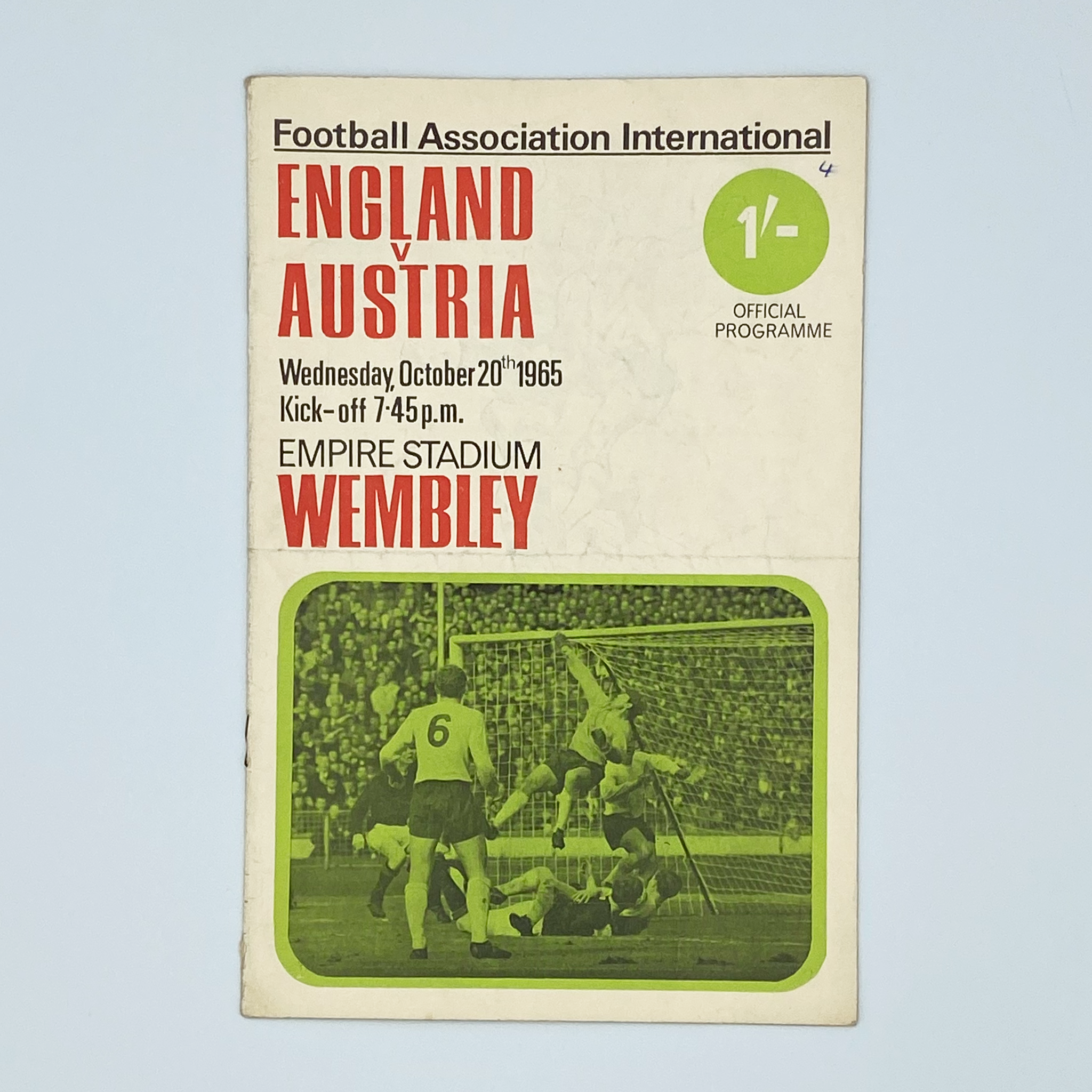 England vs Austria Programme (20 October, 1965) – Students of the Game